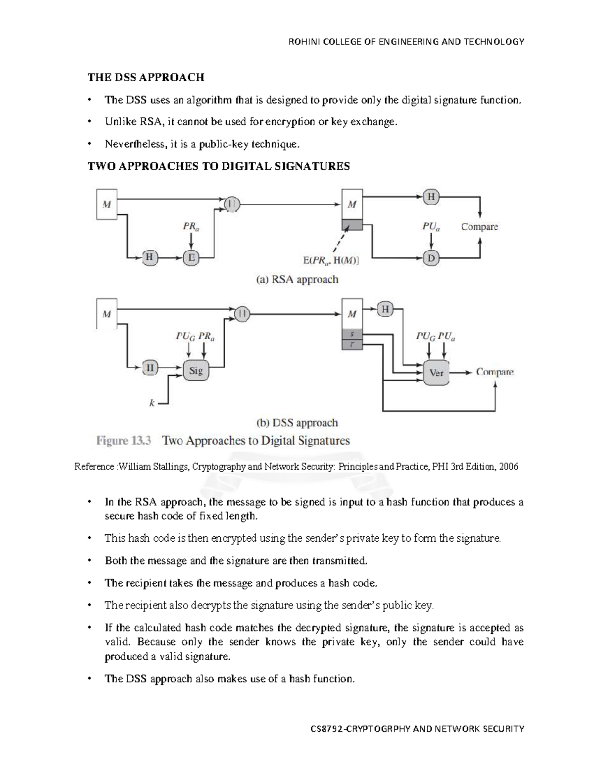 DSS in Cryptography: Understanding Digital Signatures at ROHINI - Studocu