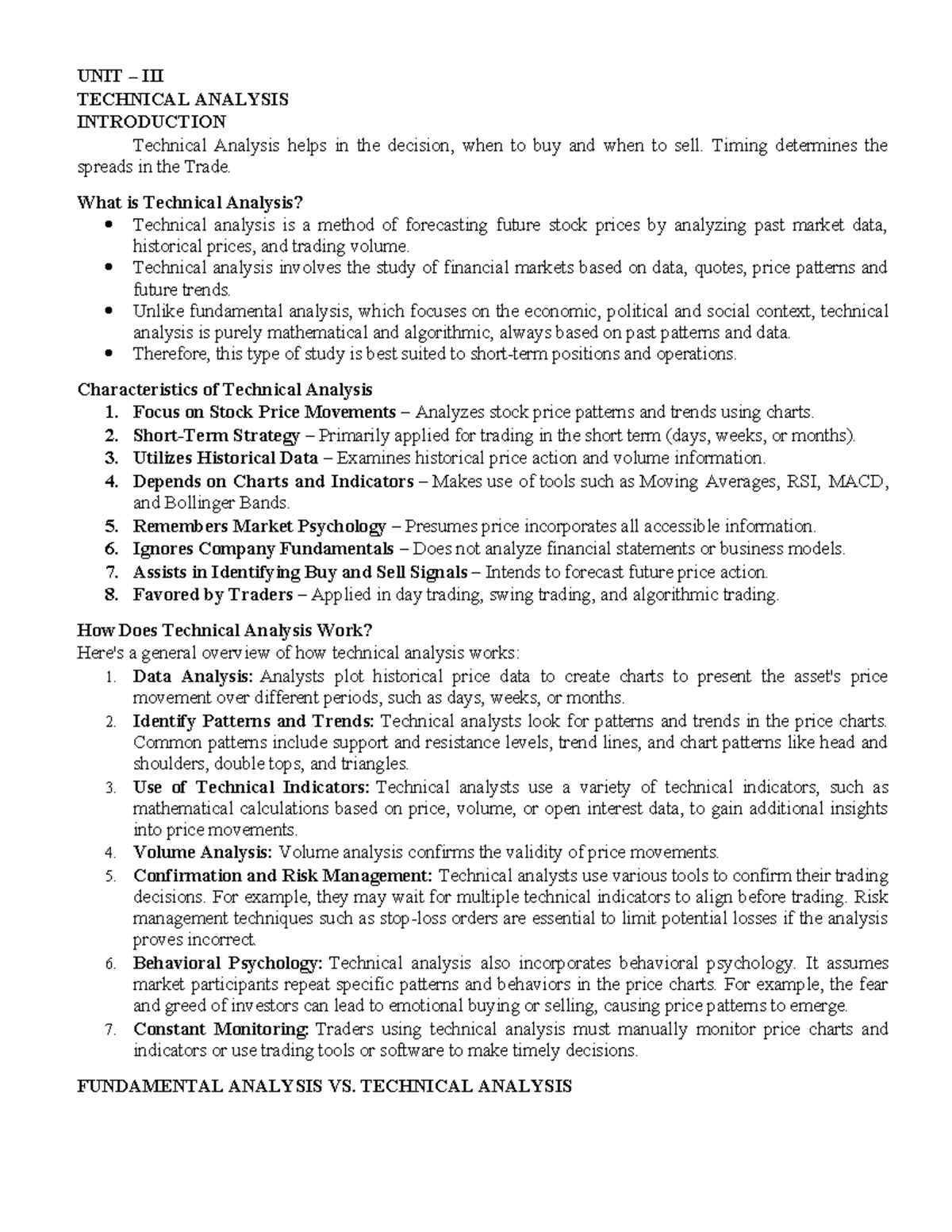 Technical Analysis: An Introduction to Market Trends and Tools - Studocu