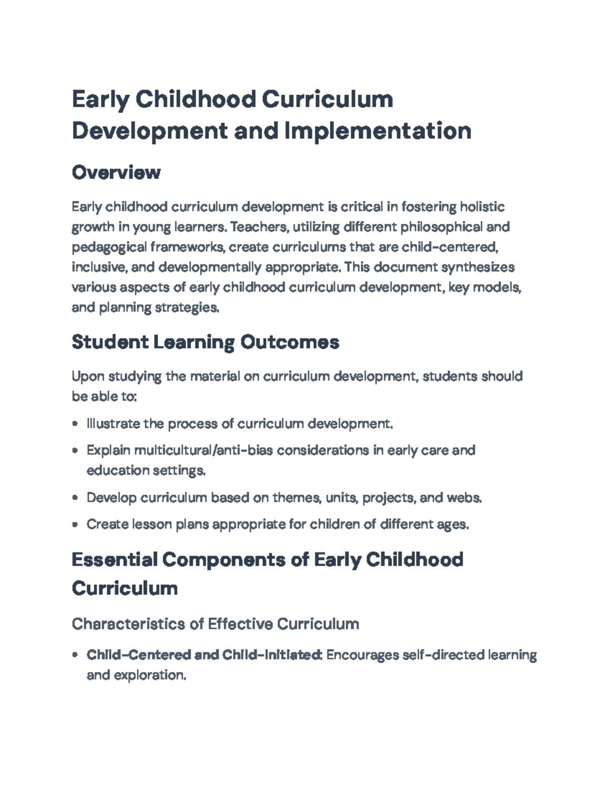 Comprehensive Guide to Early Childhood Curriculum Development - Early ...