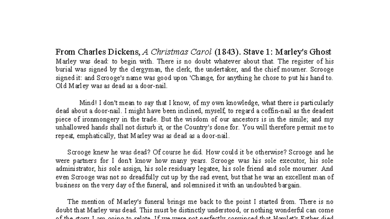 A Christmas Carol (ENG 101) - Excerpt from Stave 1 Analysis - Studocu