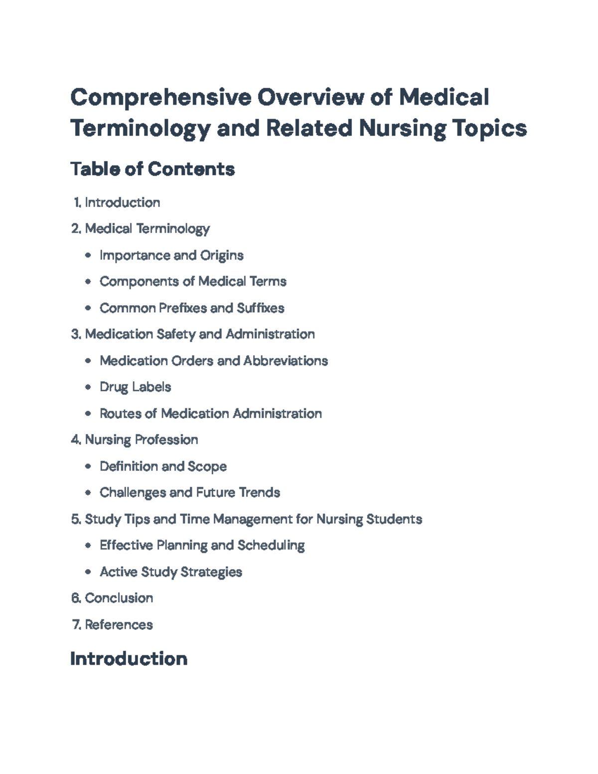 Comprehensive Medical Terminology and Nursing Study Guide (NURS 101 ...