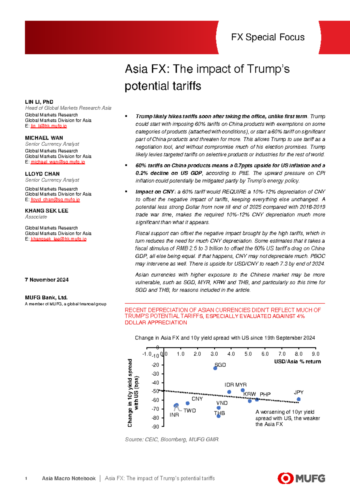 Asia FX Analysis: Impacts of Trump's Potential 60% Tariffs - Studocu