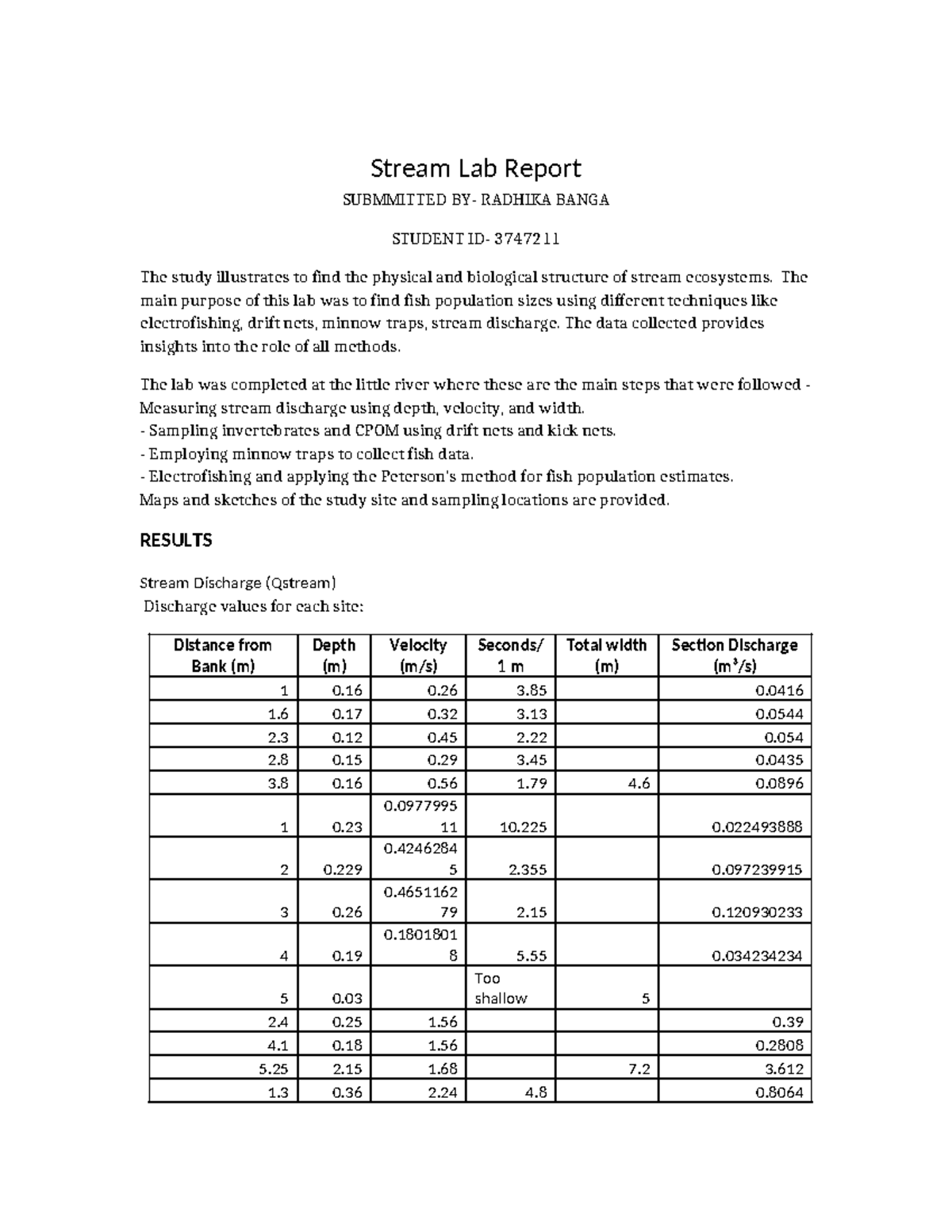 Stream Lab Report - IMPORTNT - Stream Lab Report SUBMMITTED BY- RADHIKA ...