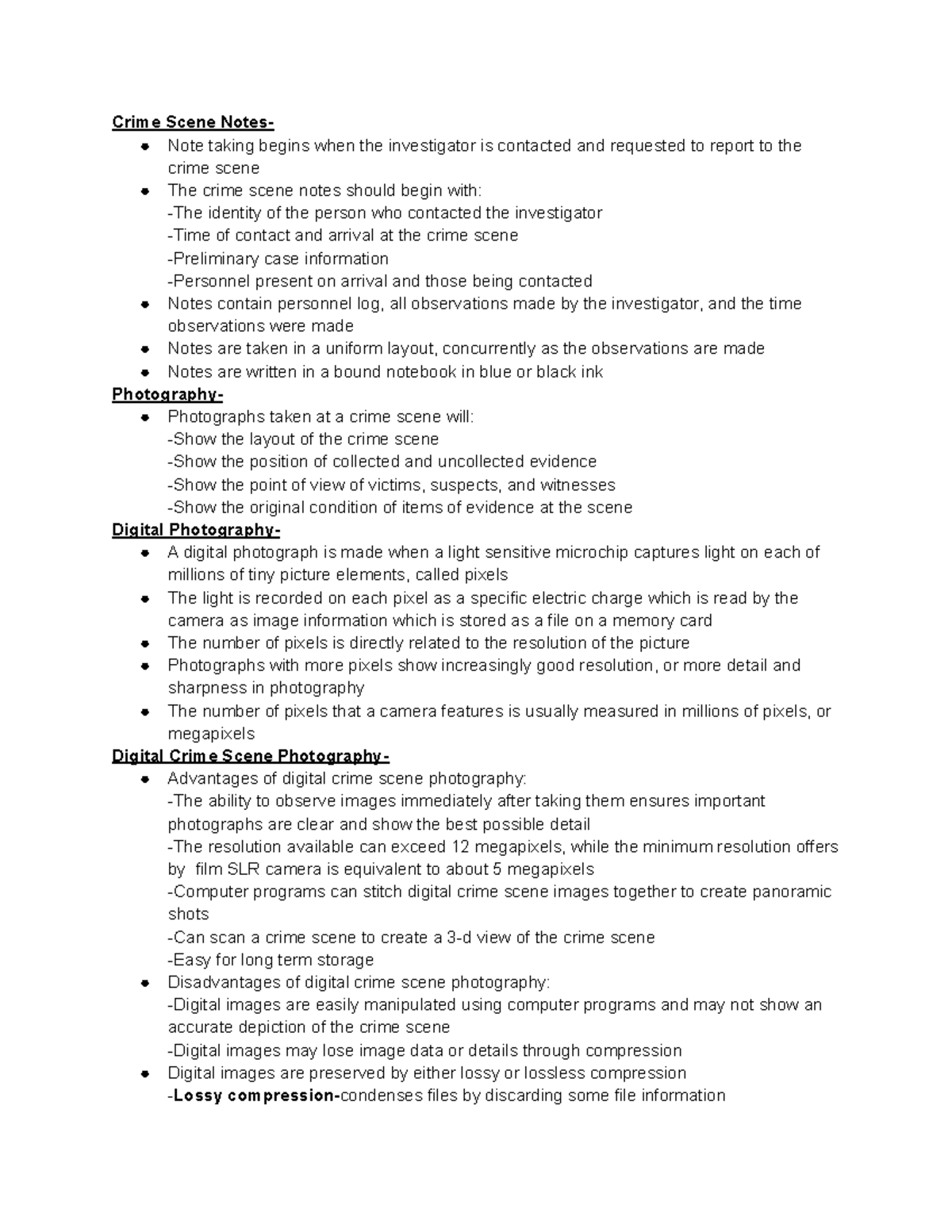 Chapter 3 Notes - Intro to Crime Scene Investigation (CSI 101) - Studocu