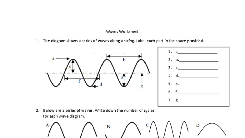 Waves Worksheet 1: Analyzing Wave Properties and Calculations - Studocu