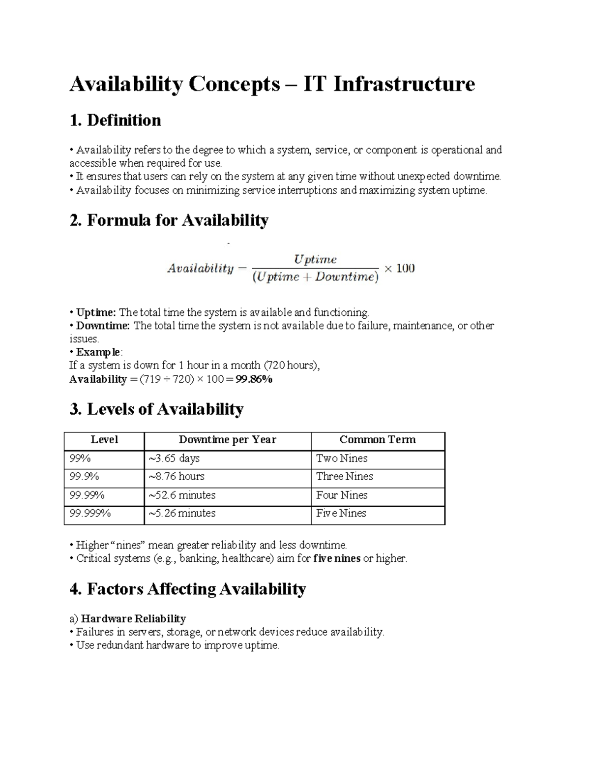 Availability Concepts IT Infrastructure (Lecture 7) - Studocu