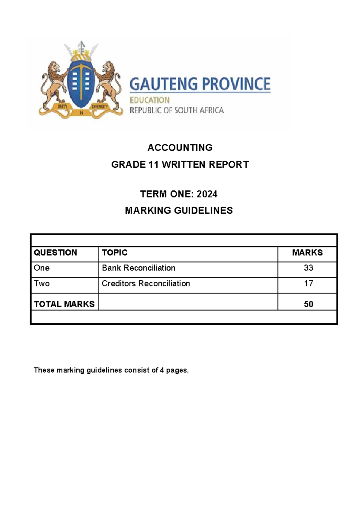 2024 ACC Grade 11 Written Report Marking Guidelines and Analysis - Studocu