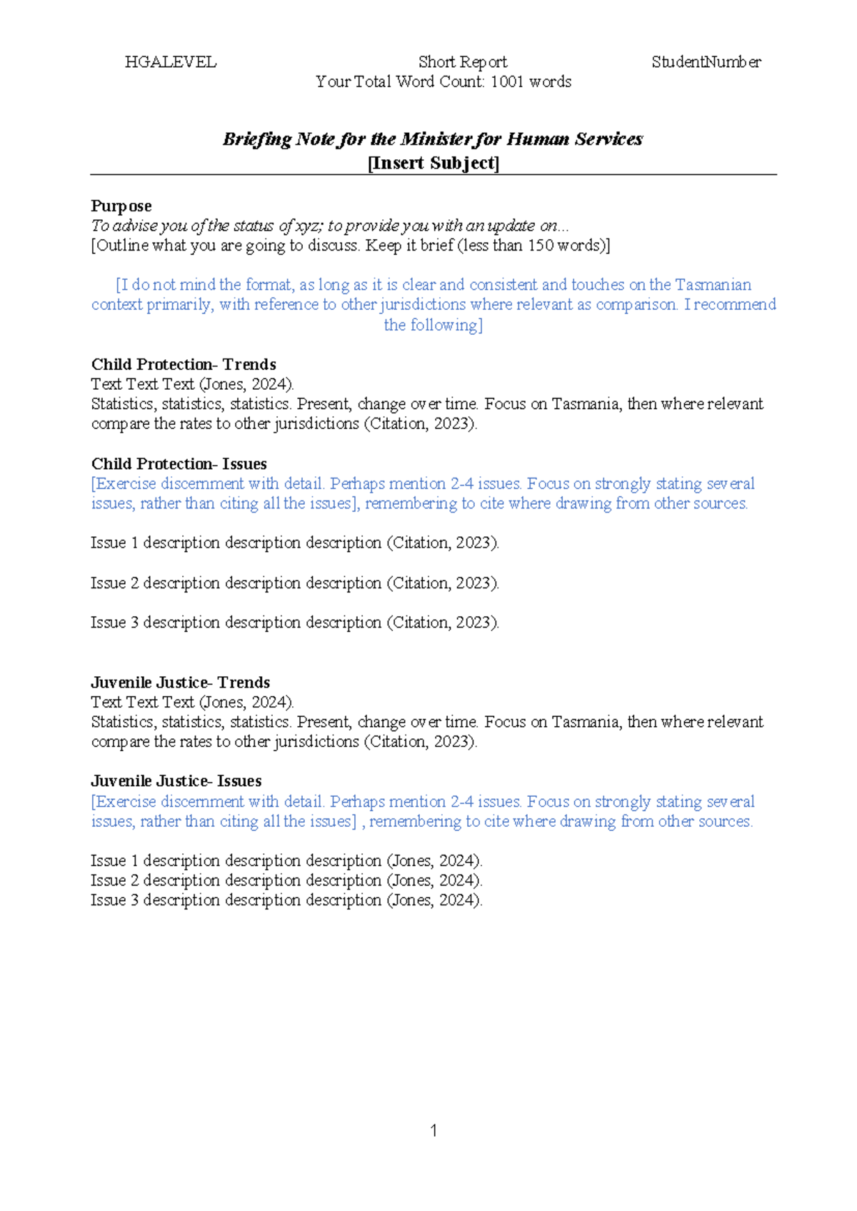 Minister Briefing Note template (Updated Week 2) - HGALEVEL Short ...
