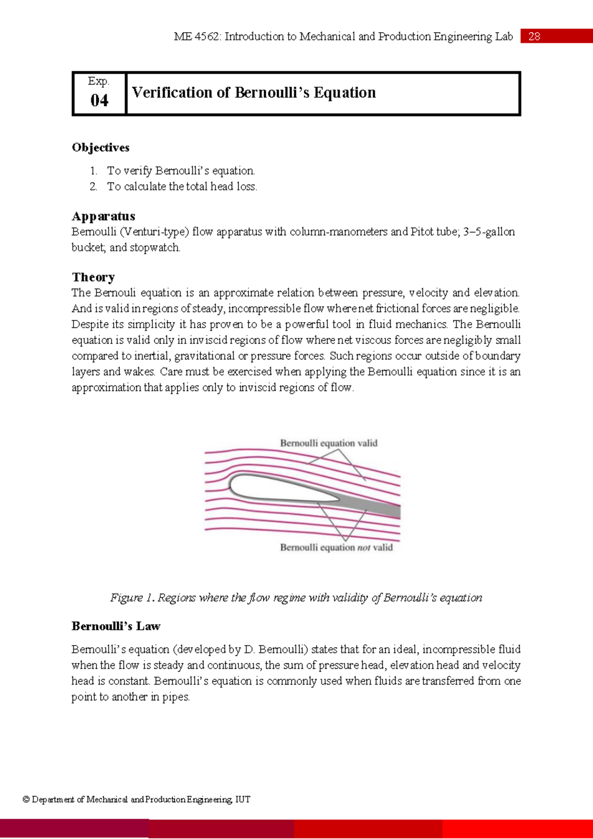 ME 4562: Lab Report on Bernoulli's Equation Verification - Studocu