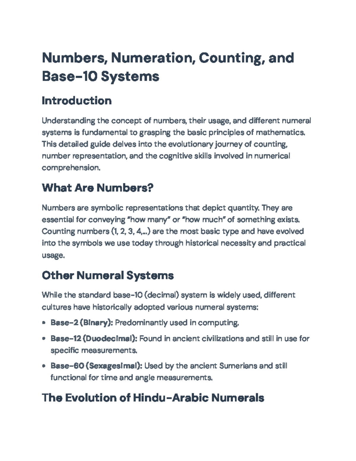 Understanding Numbers: Counting, Numeration, and Base-10 Systems ...