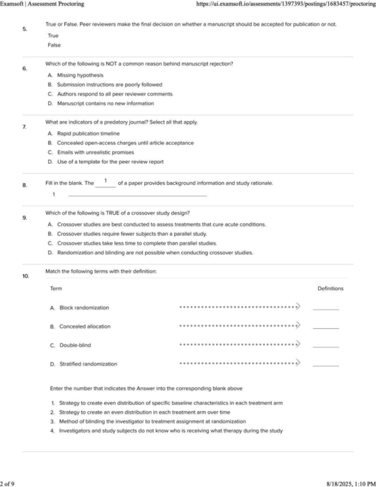 Final Exam Study Guide for Course CODE: 101 - Assessment Proctoring ...