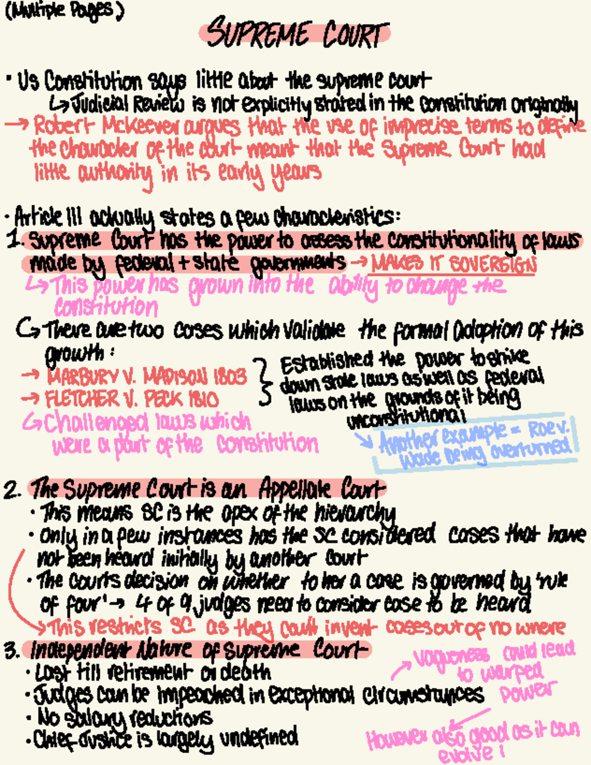 Supreme Court Notes: Understanding Judicial Review and Powers - Studocu