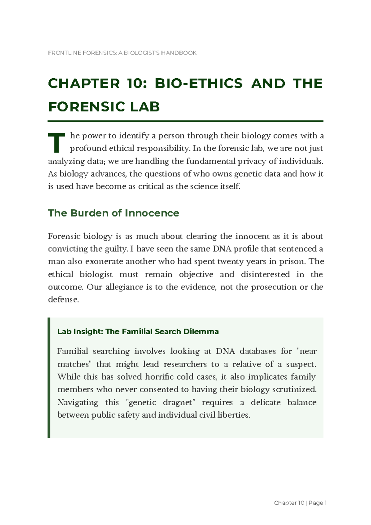 FRONTLINE FORENSICS: CHAPTER 10 - ETHICS IN FORENSIC LABS - Studocu