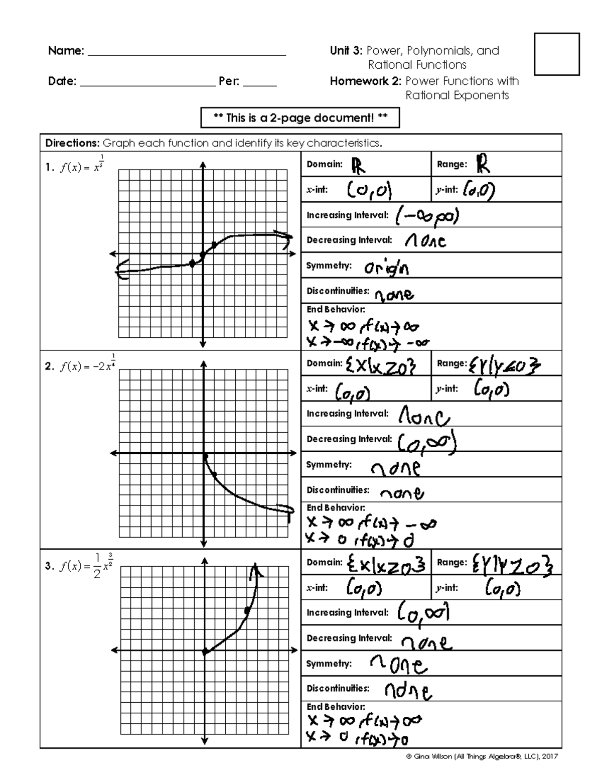 Unit 3: Power Functions with Rational Exponents Homework 2 - Studocu