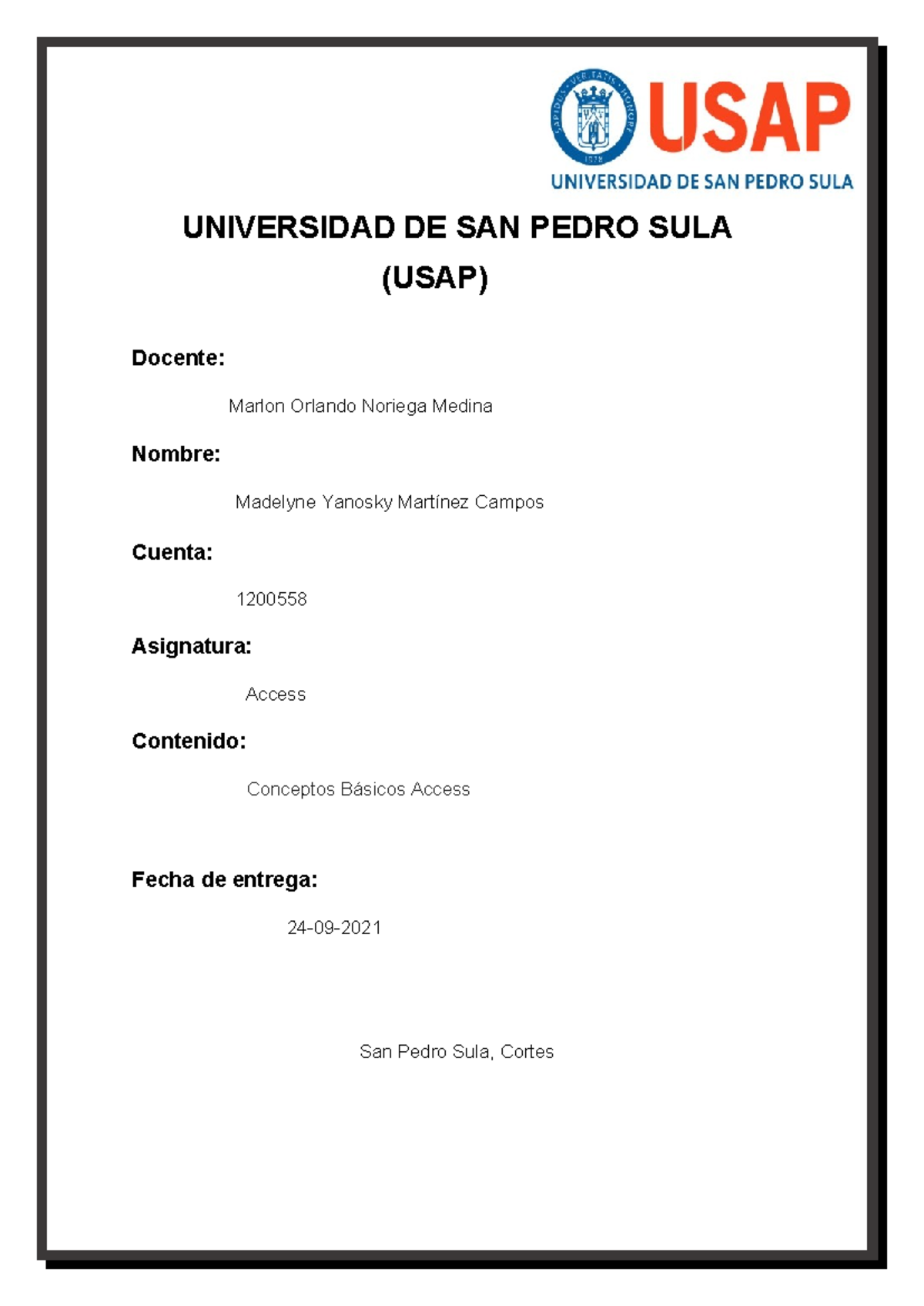 USAP Access: Conceptos Básicos y Clasificación de Bases de Datos - Studocu