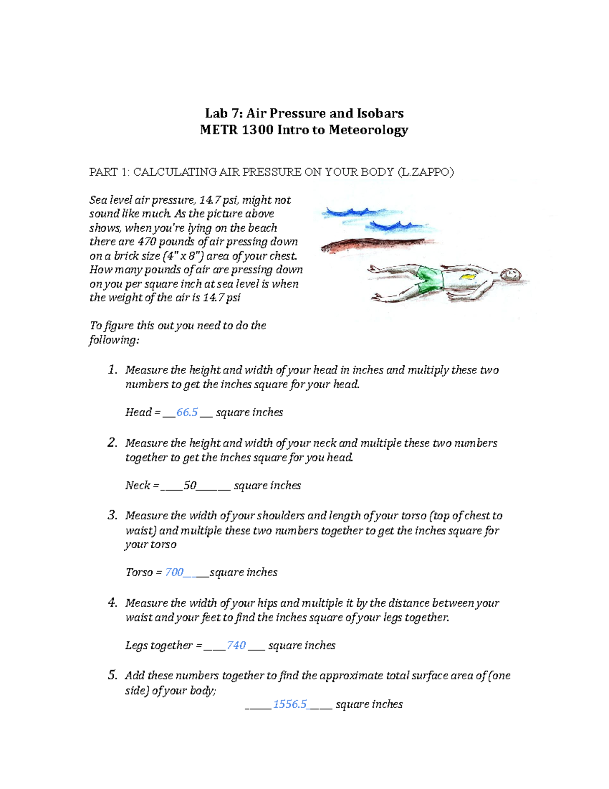 Air Pressure Lab - lab - Lab 7: Air Pressure and Isobars METR 1300 ...