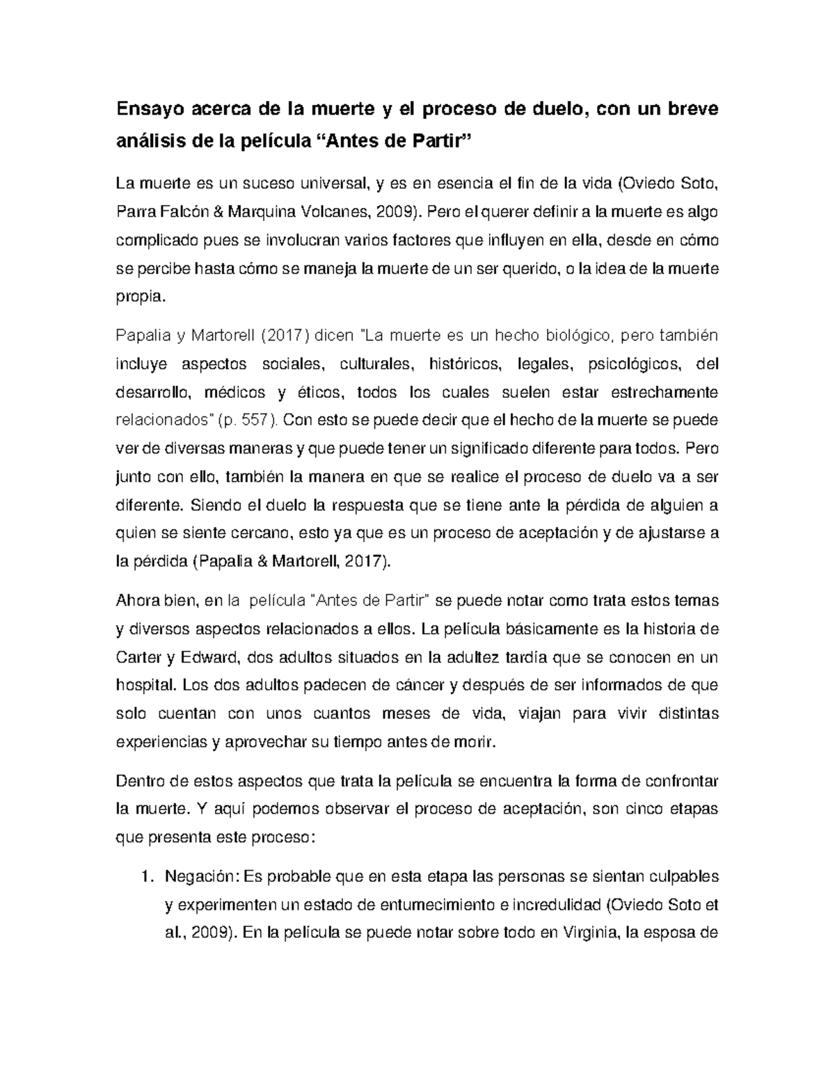 Ensayo de muerte - Ensayo acerca de la muerte y el proceso de duelo, con un breve análisis de la ...