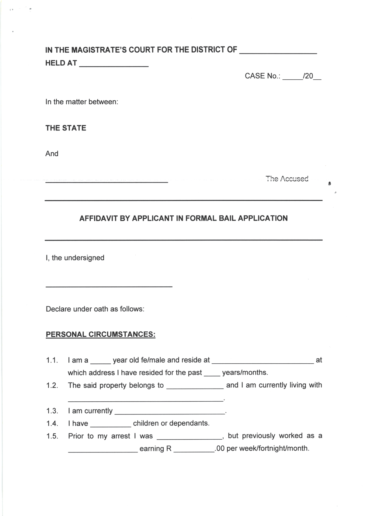Formal Bail Application: Personal Circumstances & Legal Obligations ...