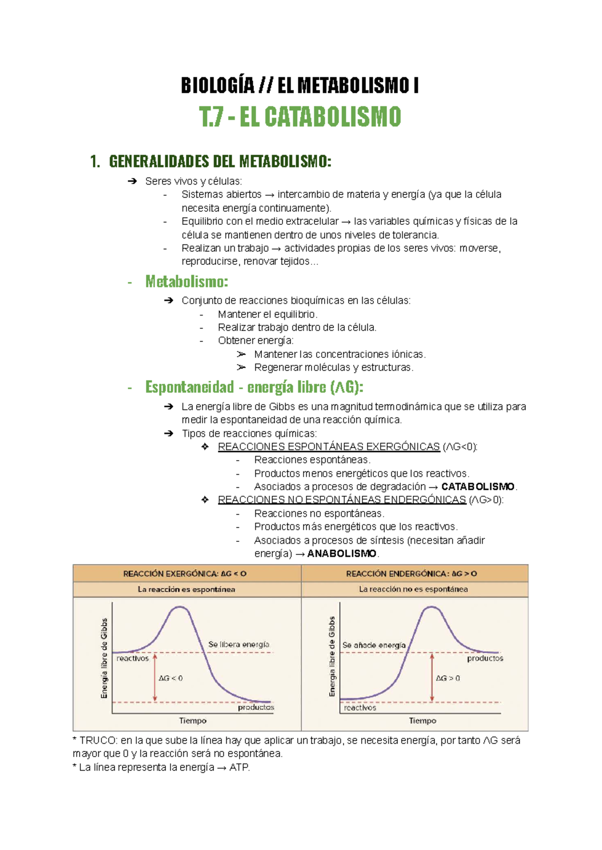 BIOLOGÍA - T.7: Resumen del Catabolismo y Metabolismo Celular - Studocu