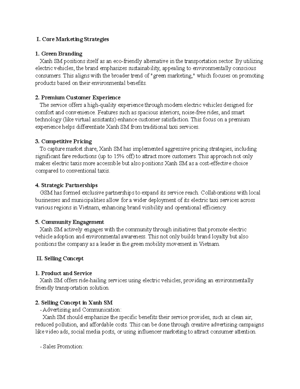 Mini Task 3 - Minitask - I. Core Marketing Strategies Green Branding ...