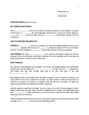 [Solved] draft sample for a mortgage bond - Conveyancing Principles and ...