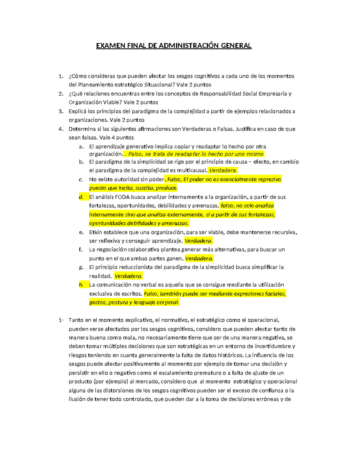 Examen Final de Administración General DE Diciembre 2022 - Nota 8 - Studocu