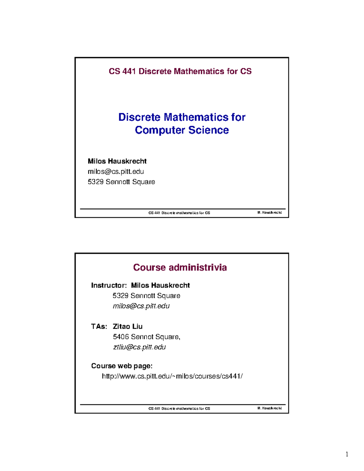 CS 441 Discrete Mathematics for CS: Lecture Notes and Overview - Studocu