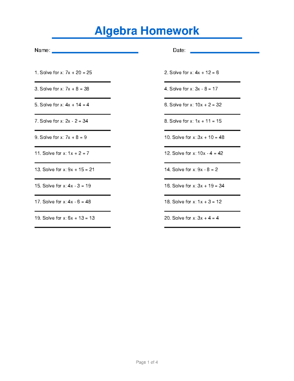 Algebra Homework 7: Problem Set and Answer Key - Studocu