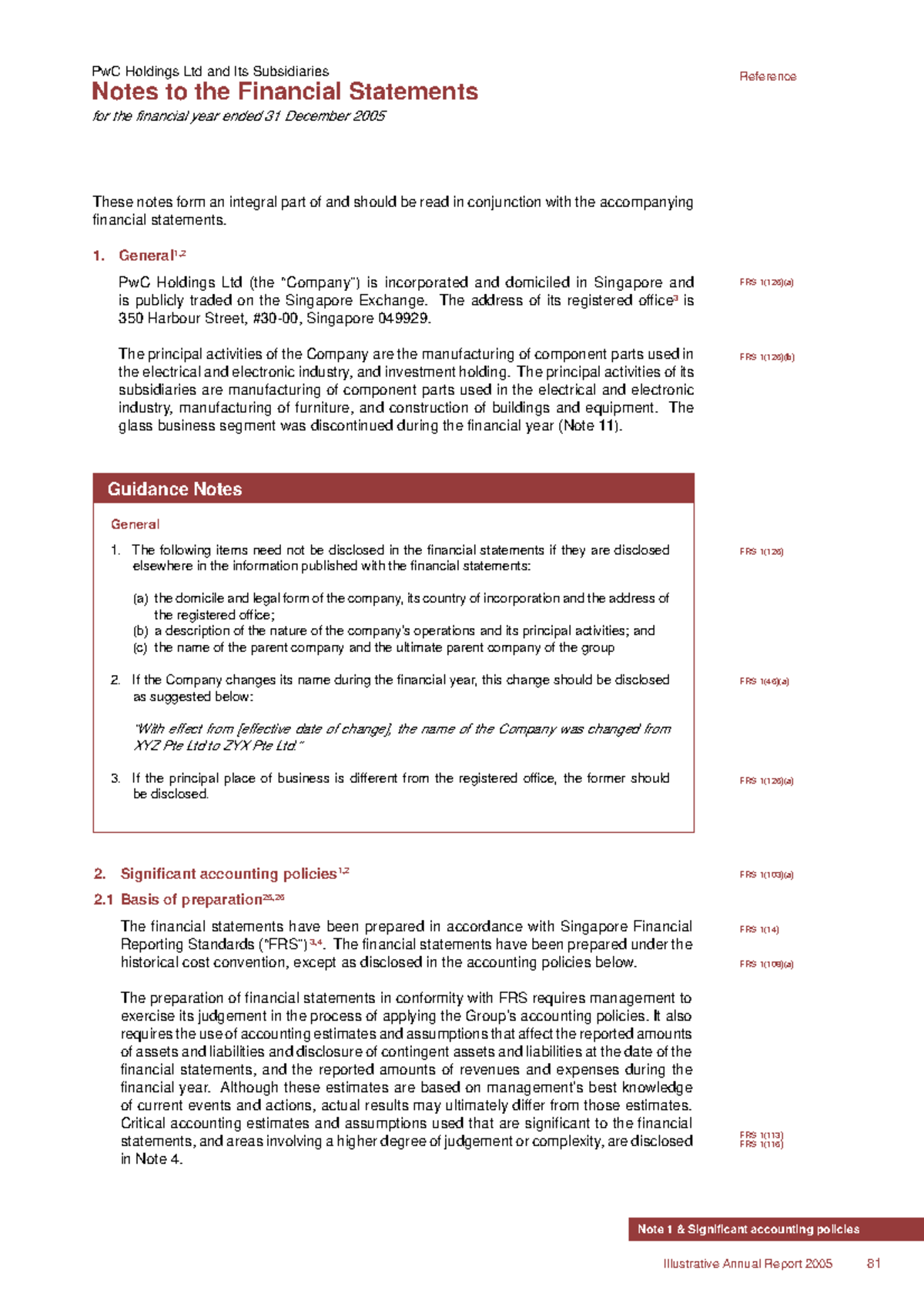 PwC Holdings Ltd Financial Statements Reference Notes (FY 2005) - Studocu