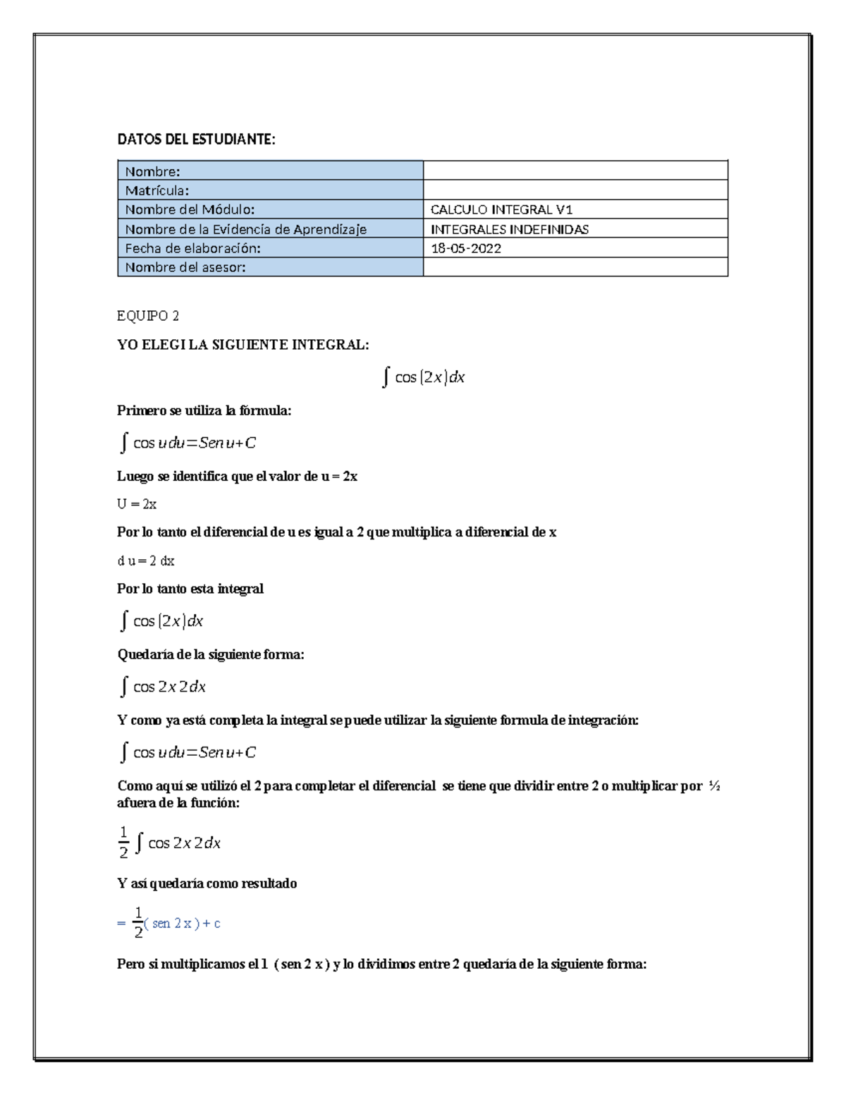 Integrales Indefinidas - Módulo Cálculo Integral V - Studocu