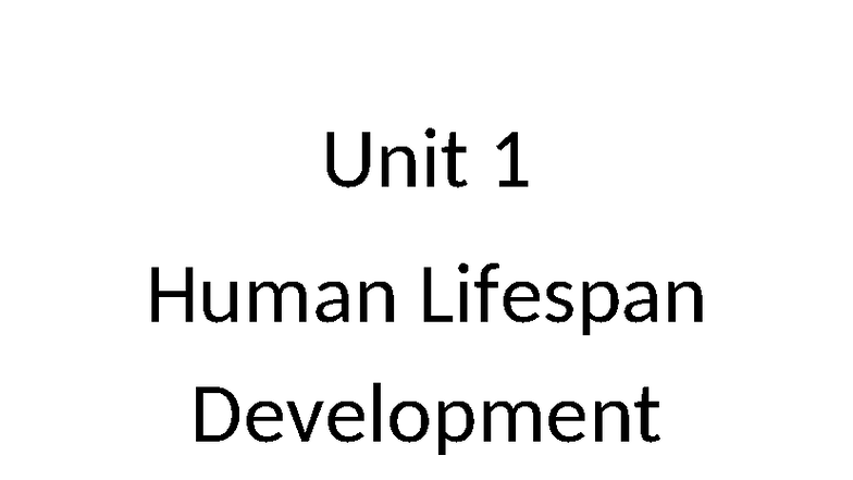 Unit 1: Human Lifespan Development Exam Revision Pack - Studocu
