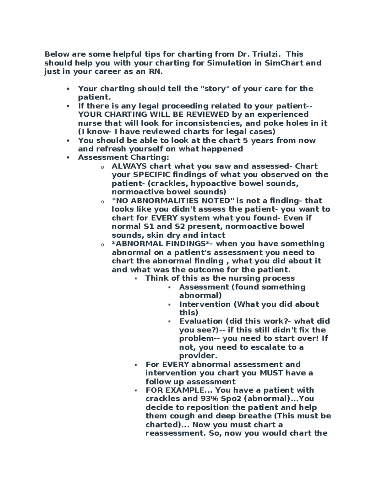 Charting Tips for RN Simulation: Essential Guidelines and Best ...