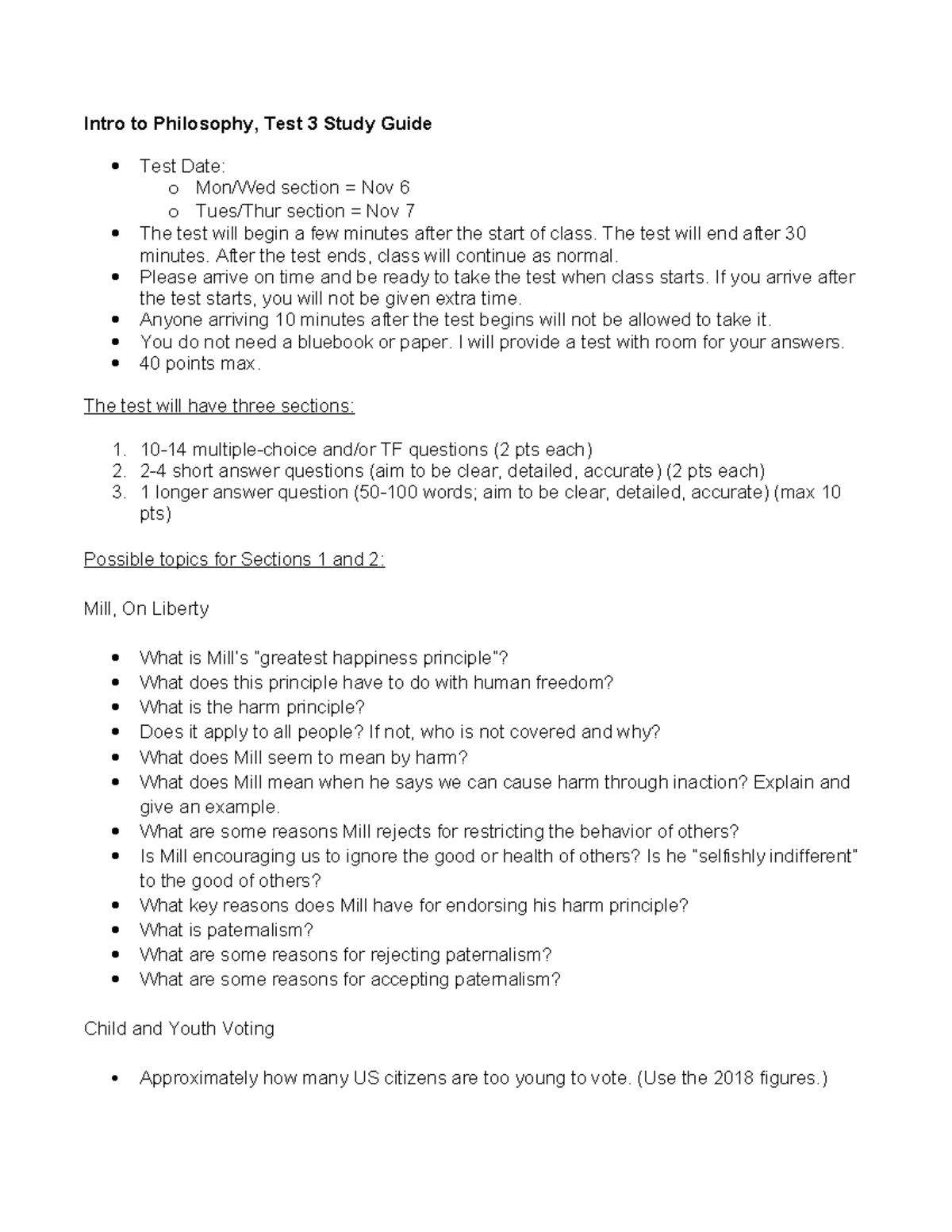 Philosophy Test 3 Study Guide (F24T3, Nov 6-7) - Studocu