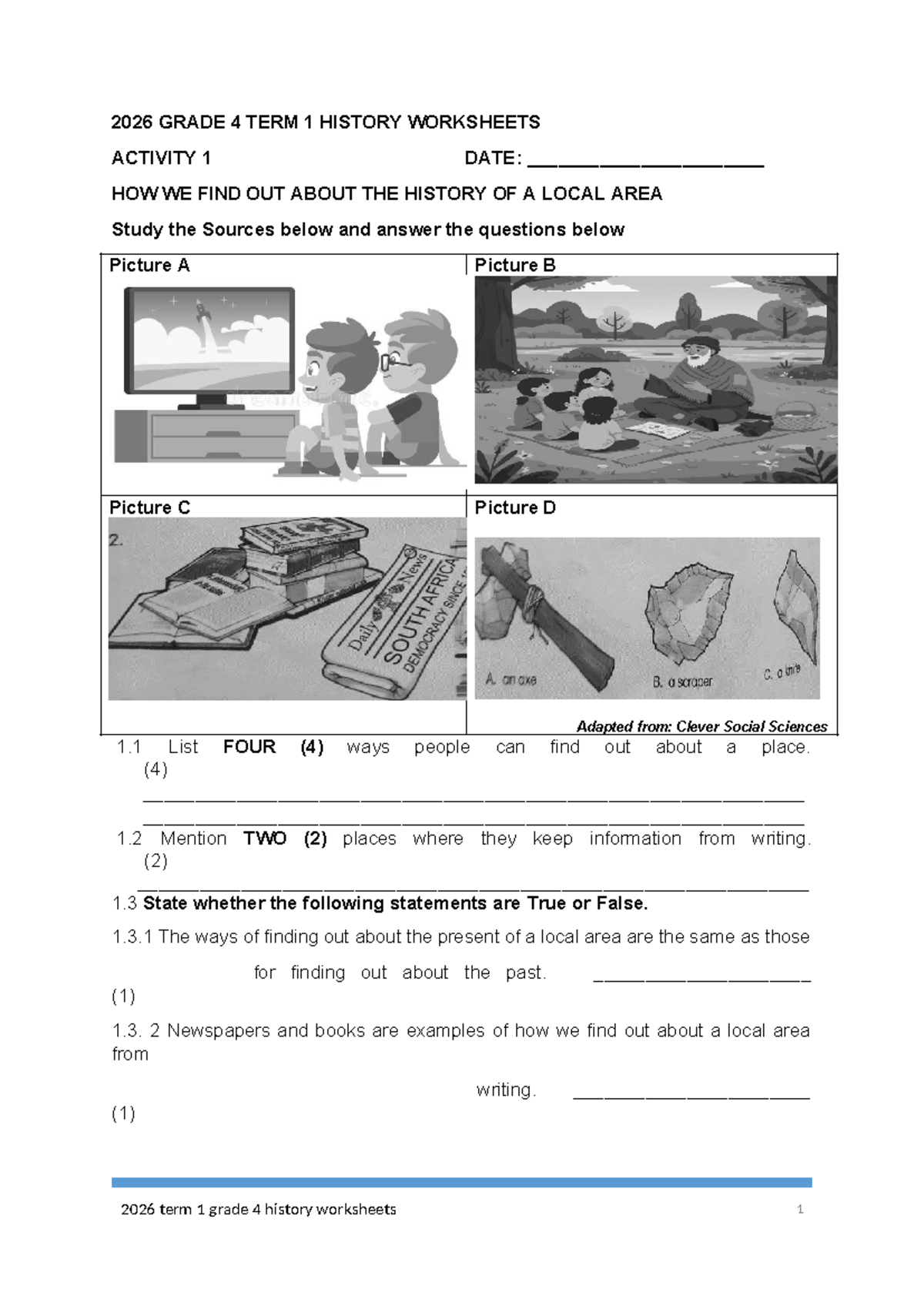 2026 Grade 4 Term 1 History Worksheets: Local Area Insights - Studocu