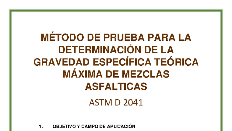 Método ASTM D 2041 para Determinación de Gravedad Específica Máxima ...