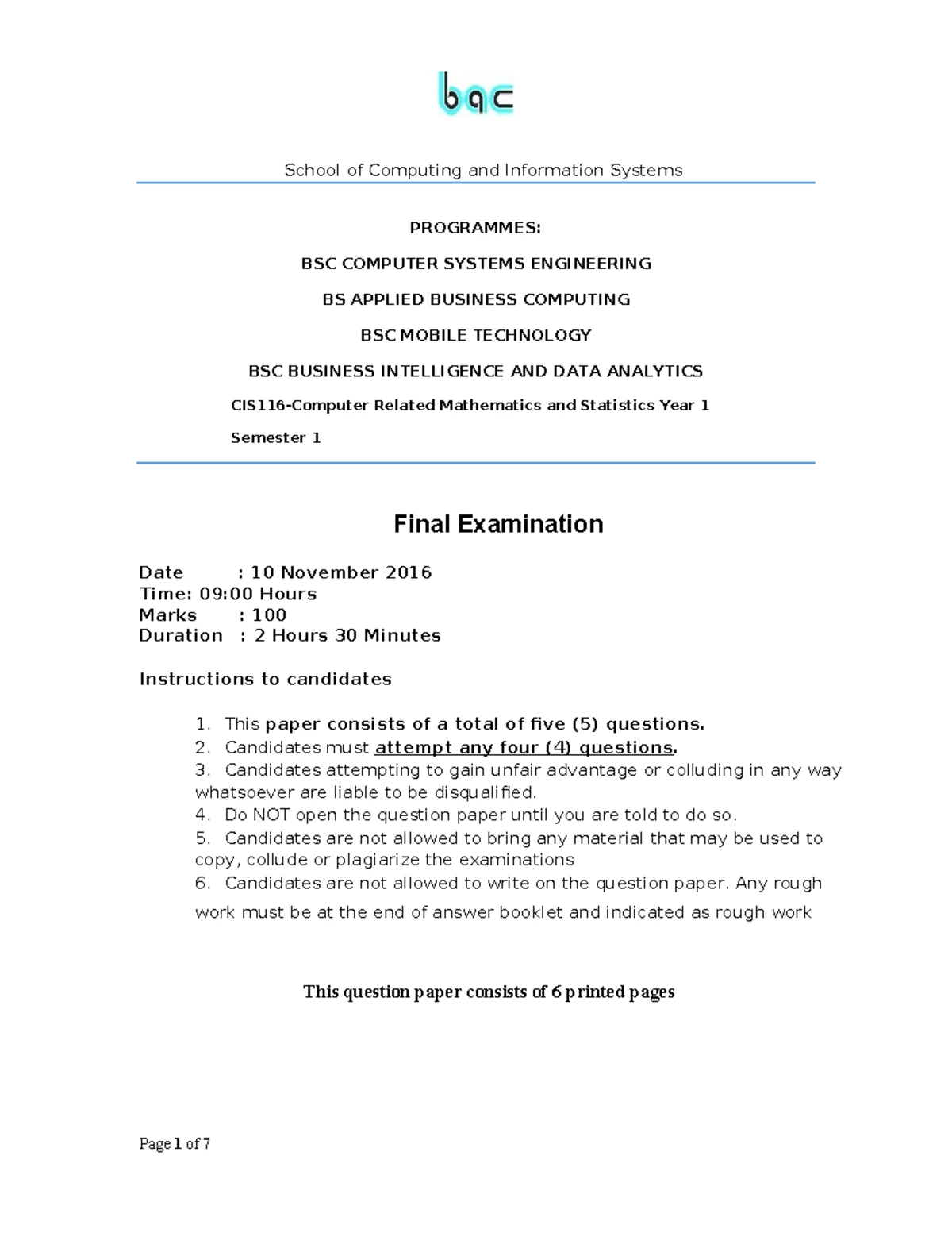 2022 STD 4 Mathematics - STANDARD 4 - MATHEMATICS October/November 2022 Marks: 60 Time: 75 ...
