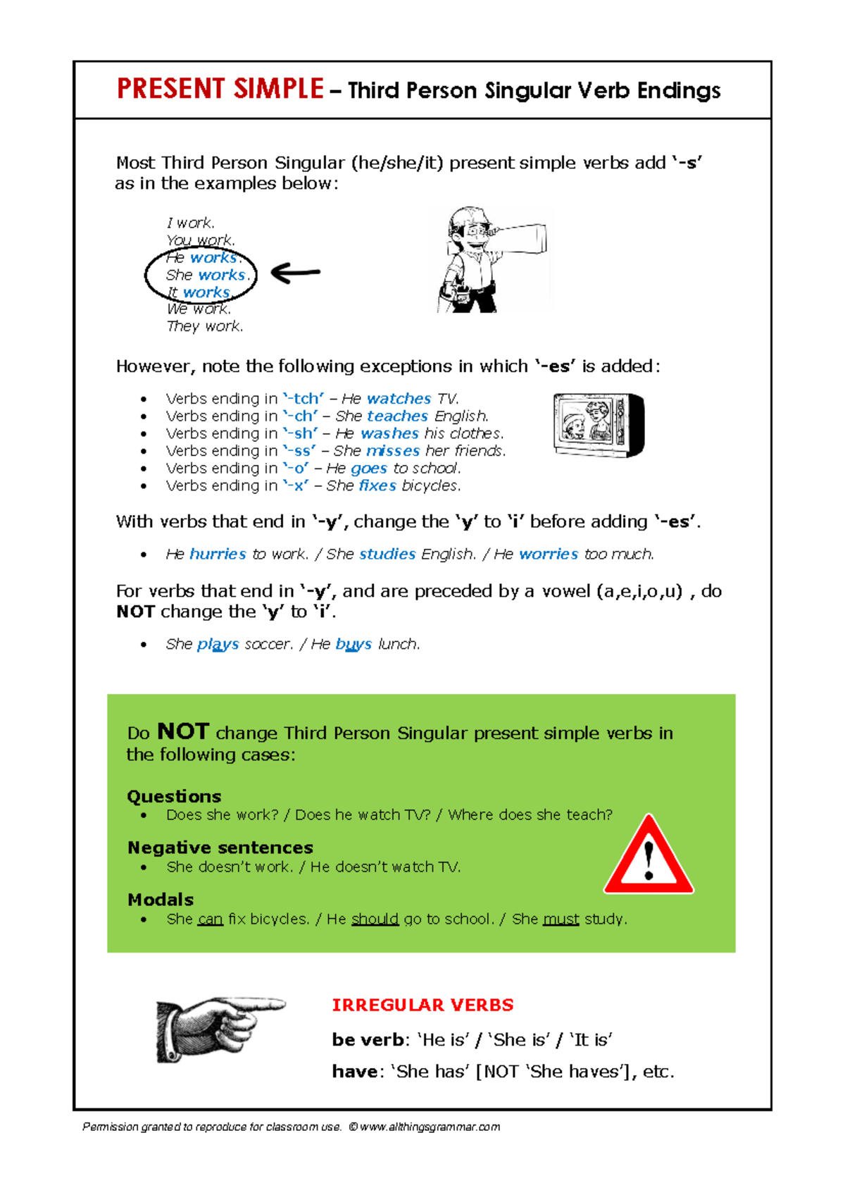 PRESENT SIMPLE: Third Person Singular Verb Endings Explained - Studocu