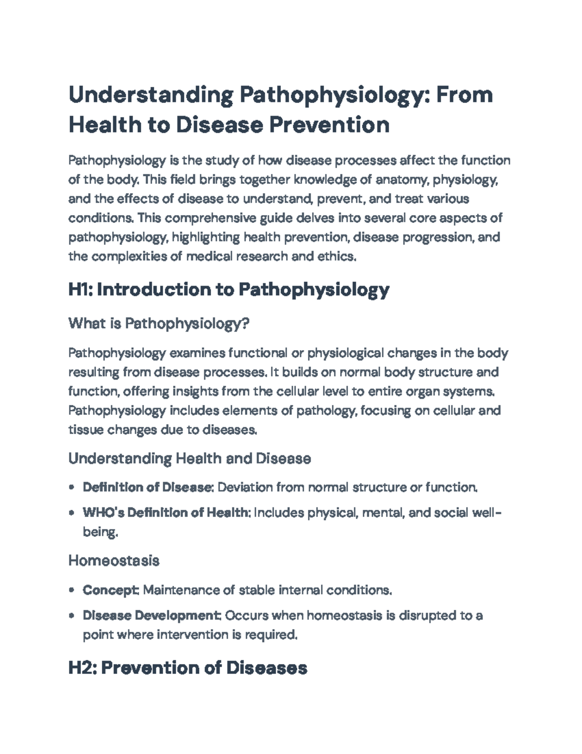 Pathophysiology Overview: Health, Disease Prevention & Research ...