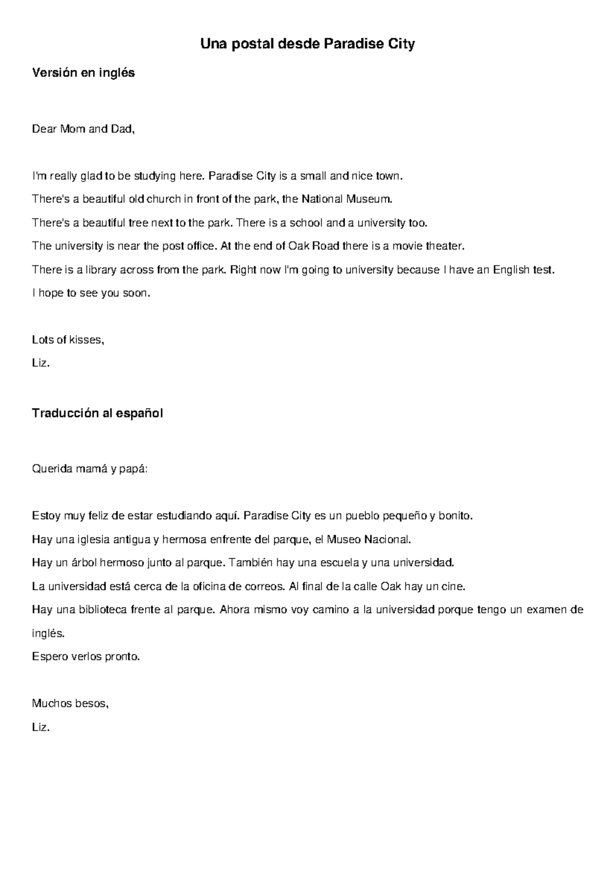 Postcard from Paradise City: A Student's Experience ES EN-1 - Studocu