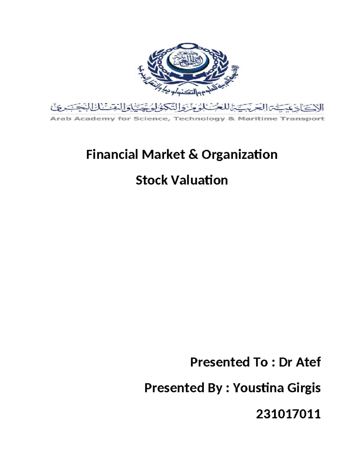 Financial Market Organization: Stock Valuation & IPO Process - Studocu