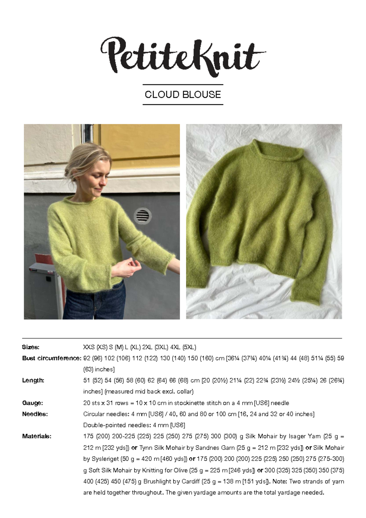 Cloud Blouse Knitting Pattern: Sizes XXS-5XL Guide - Studocu