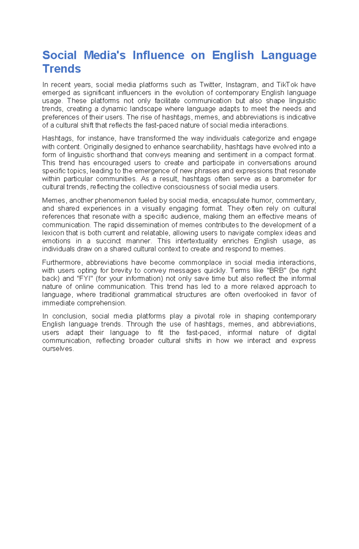 Social Media Influence on English Language Trends - Social Media's ...