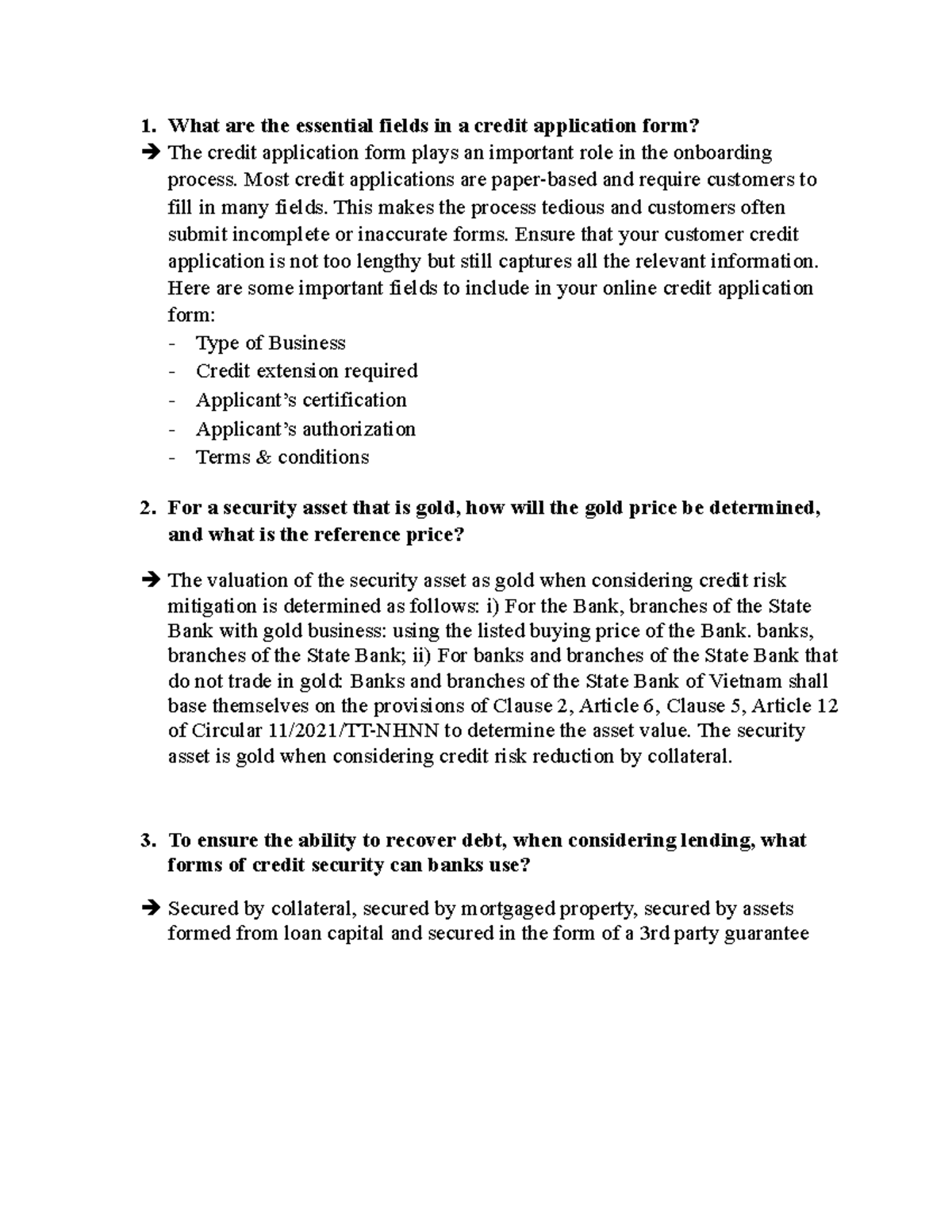 Questions for Group 2 - 1. What are the essential fields in a credit ...