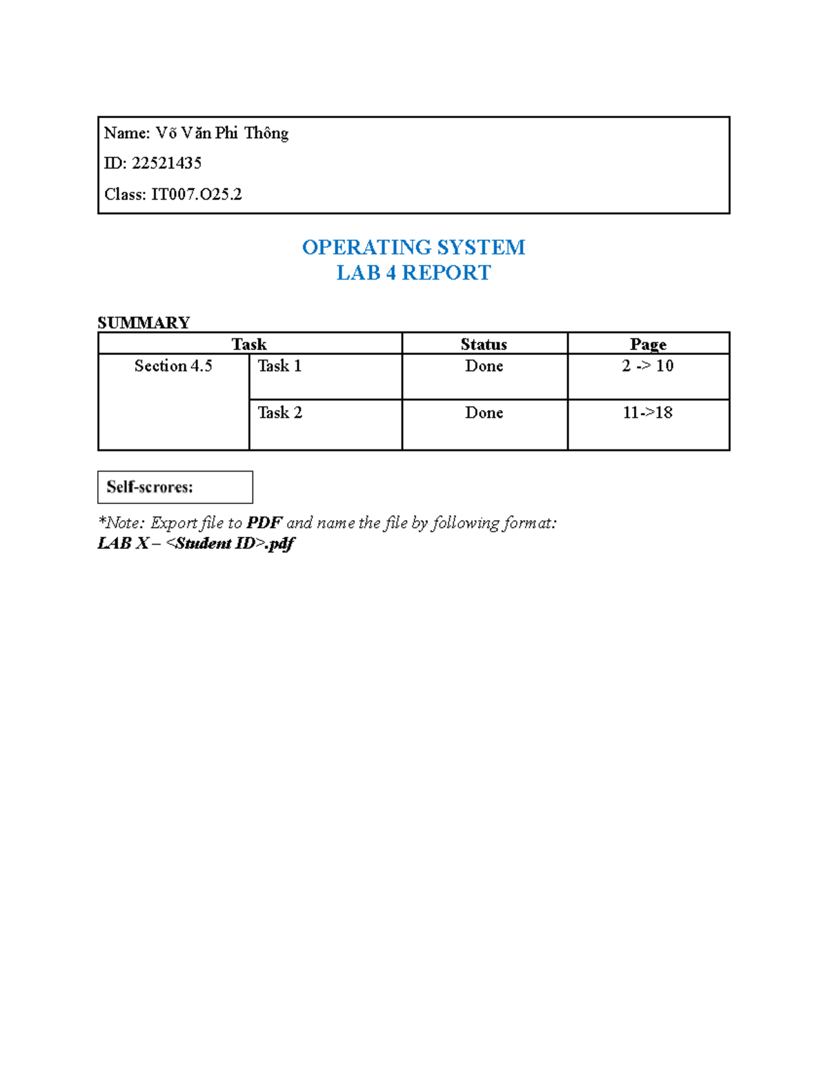 LAB04 IT007.O25: Operating System SJF & RR Algorithm Report - Studocu