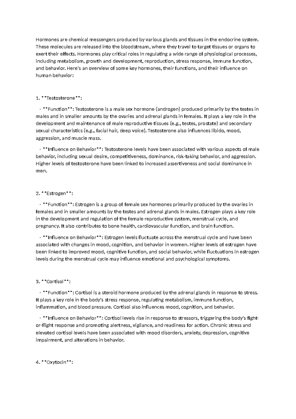 Hormones and Their Profound Effects on Human Behavior: A Study Guide ...
