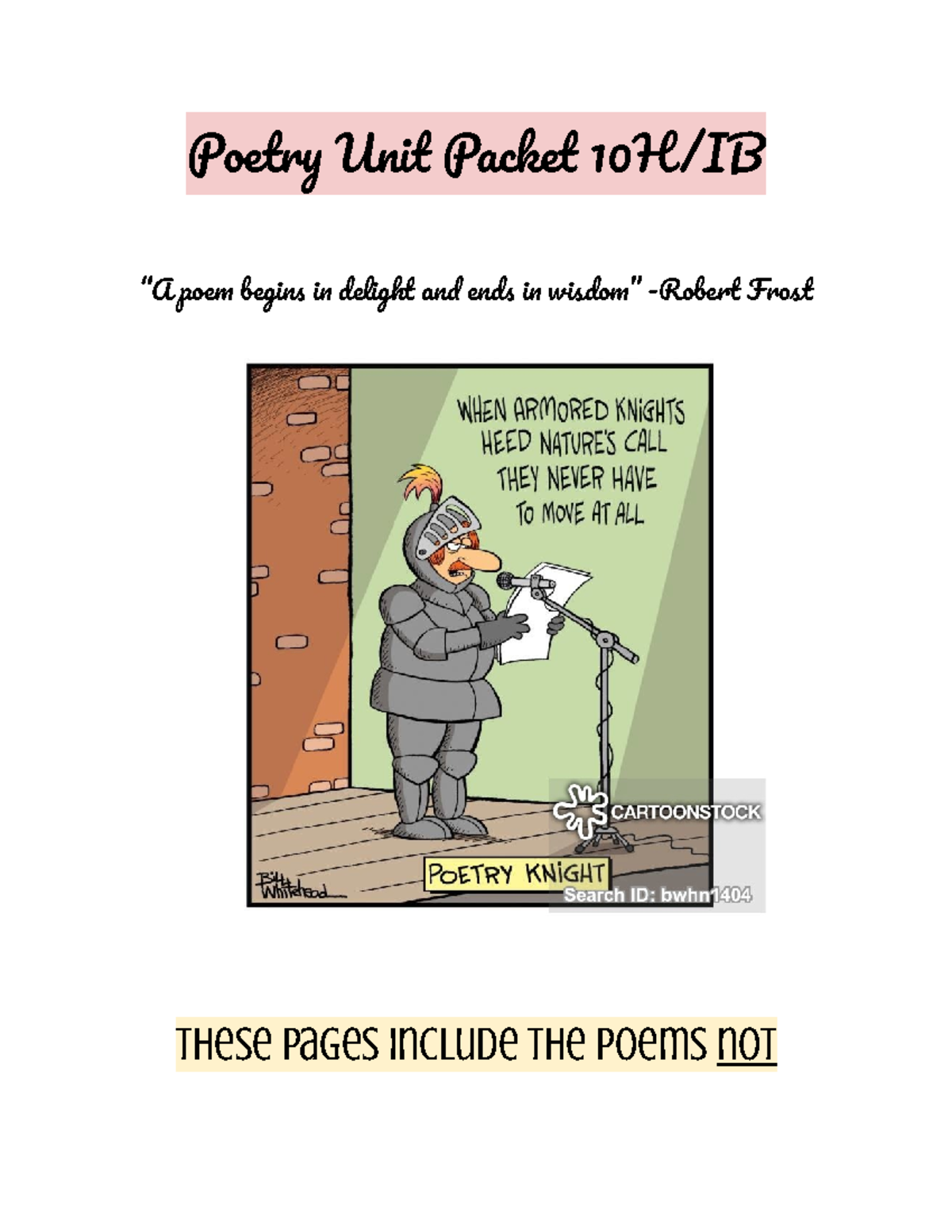Annotated Poetry Unit Packet 10H/IB: Analysis & Responses - Studocu