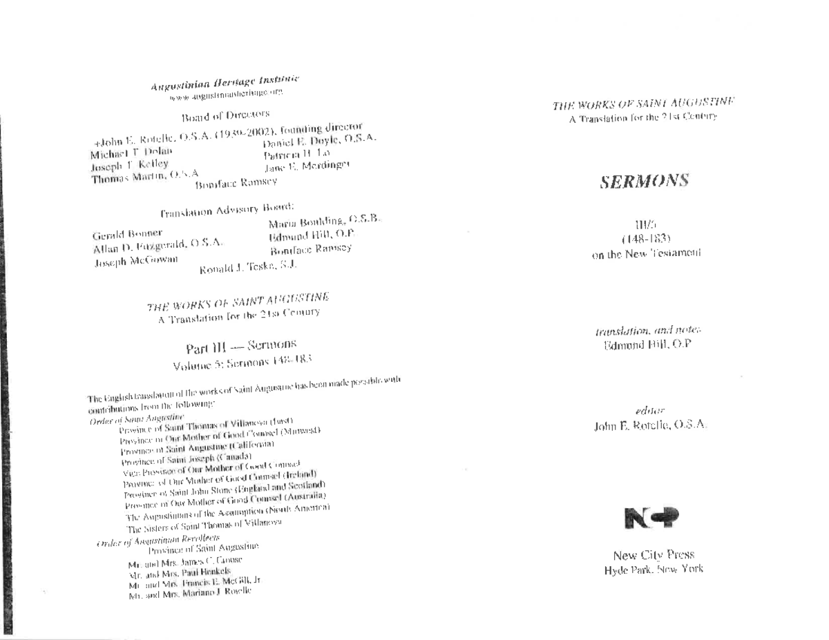 Augustine Sermon 179A: Love God and Yourself in His Light - Studocu