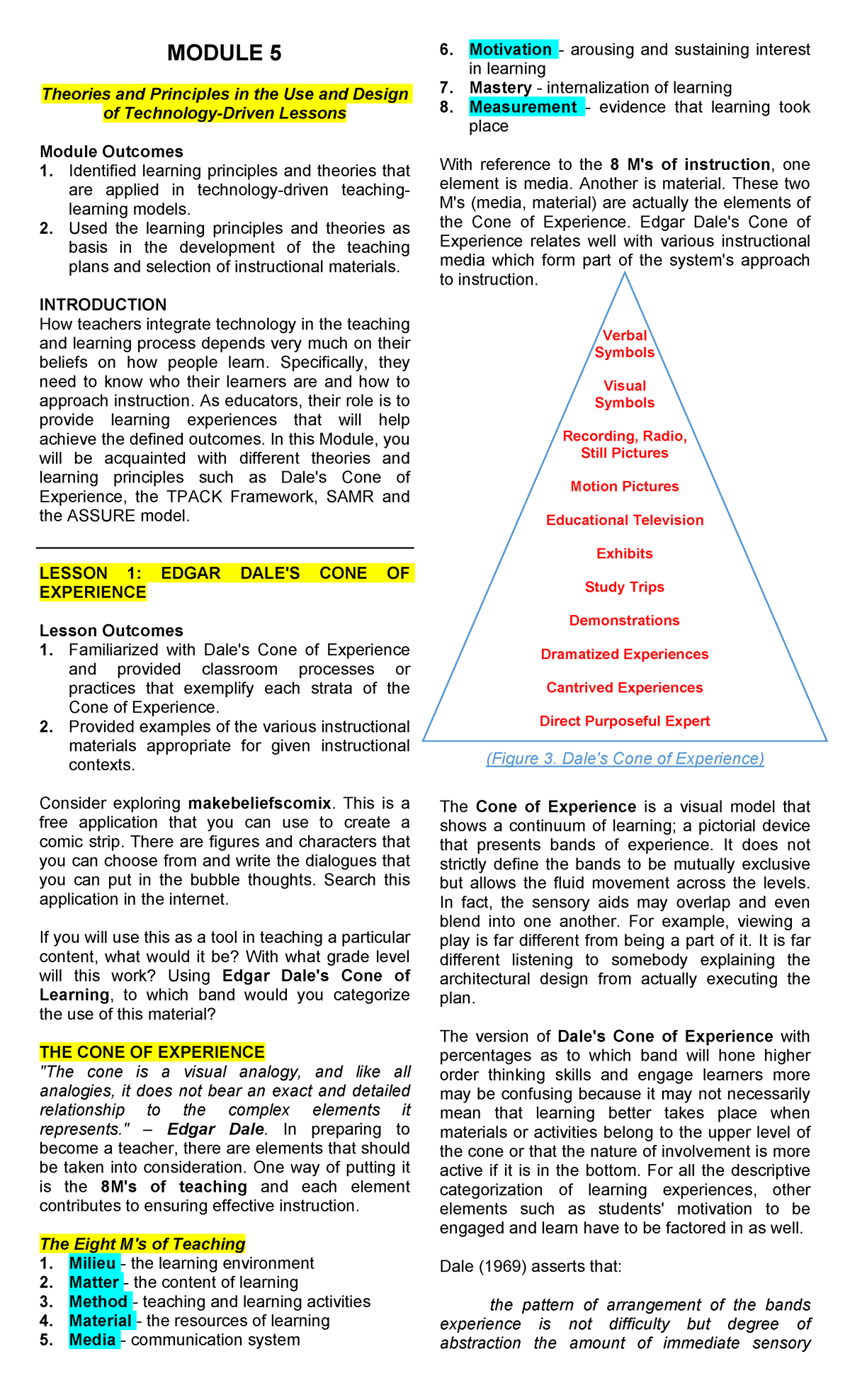 Module-5 - Study notes - MODULE 5 Theories and Principles in the Use ...
