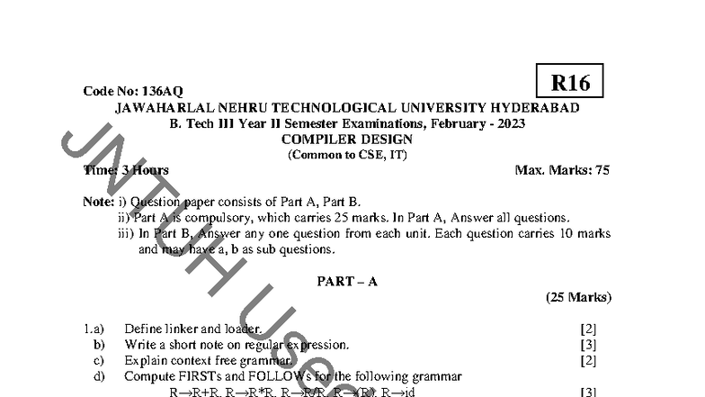 February-2023 - question - Code No: 136AQ JAWAHARLAL NEHRU ...