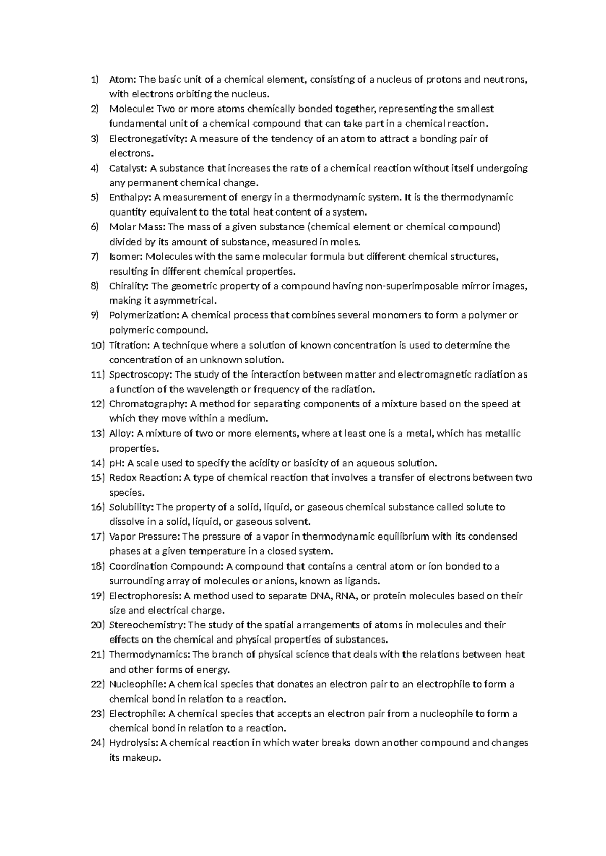 Chemistry Terms Glossary: Key Concepts and Definitions - Studeersnel